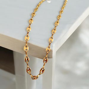 Waterproof Coffee Bean Chain Necklace. Gold. - Etsy
