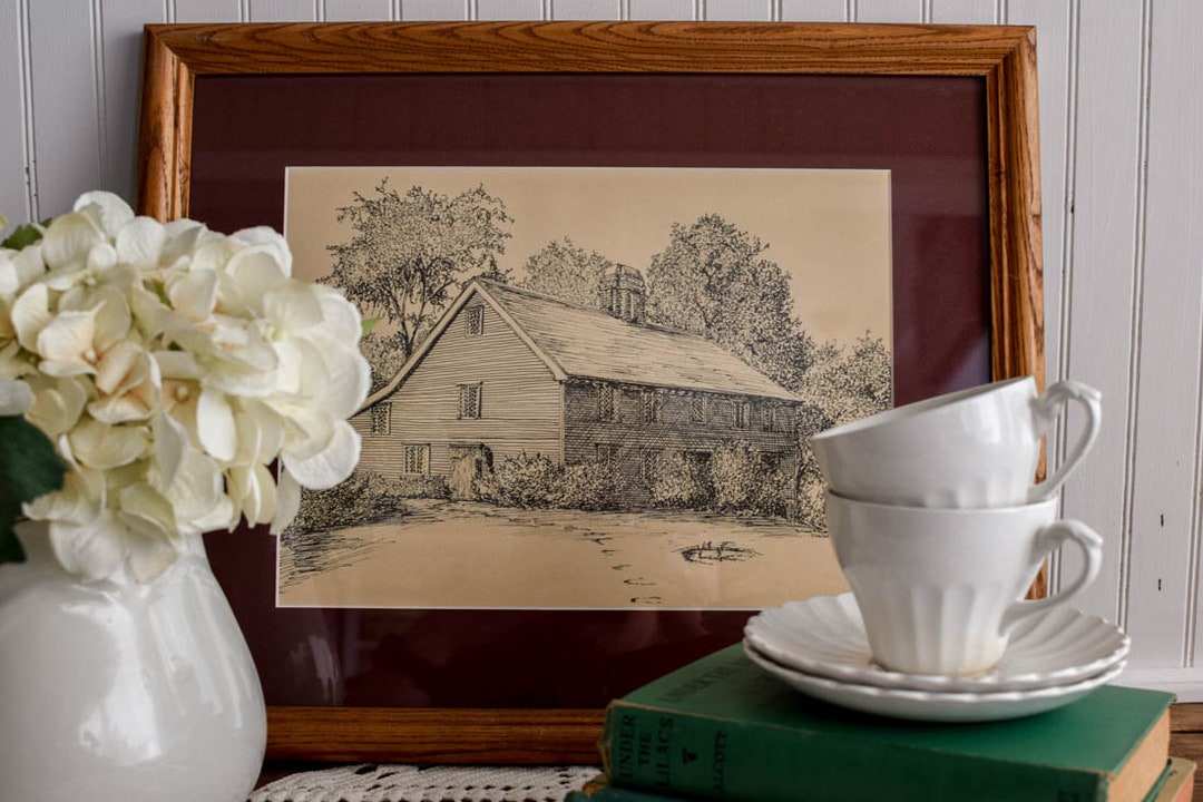 Vintage Country Cottage Pen and Ink Drawing No. 2 - Etsy