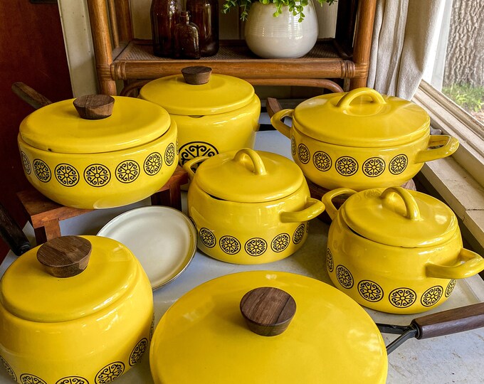 8-piece MCM Fissler Asta Yellow Enamel Cookware Set With Black ...