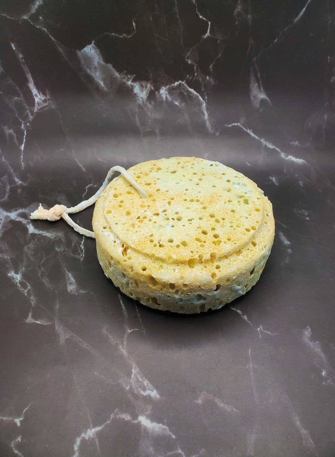 Soap Infused Bath Sponge - Large Synthetic Sponge on Rope Saturated ...