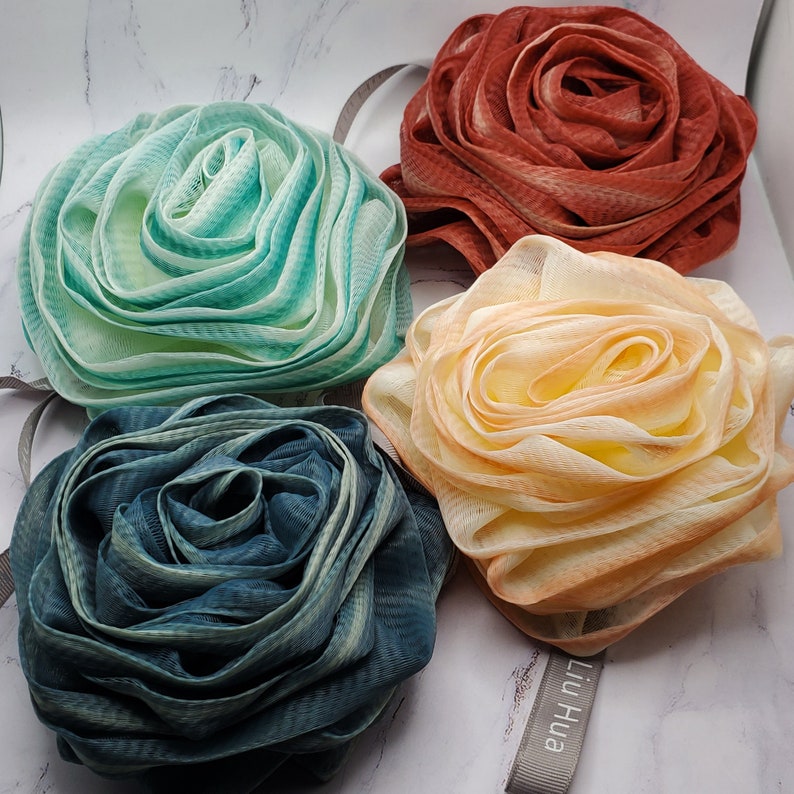 Rose Loofah Bar Soap 5-6oz Flower Poof on Top of Natural Goat Milk Soap ...