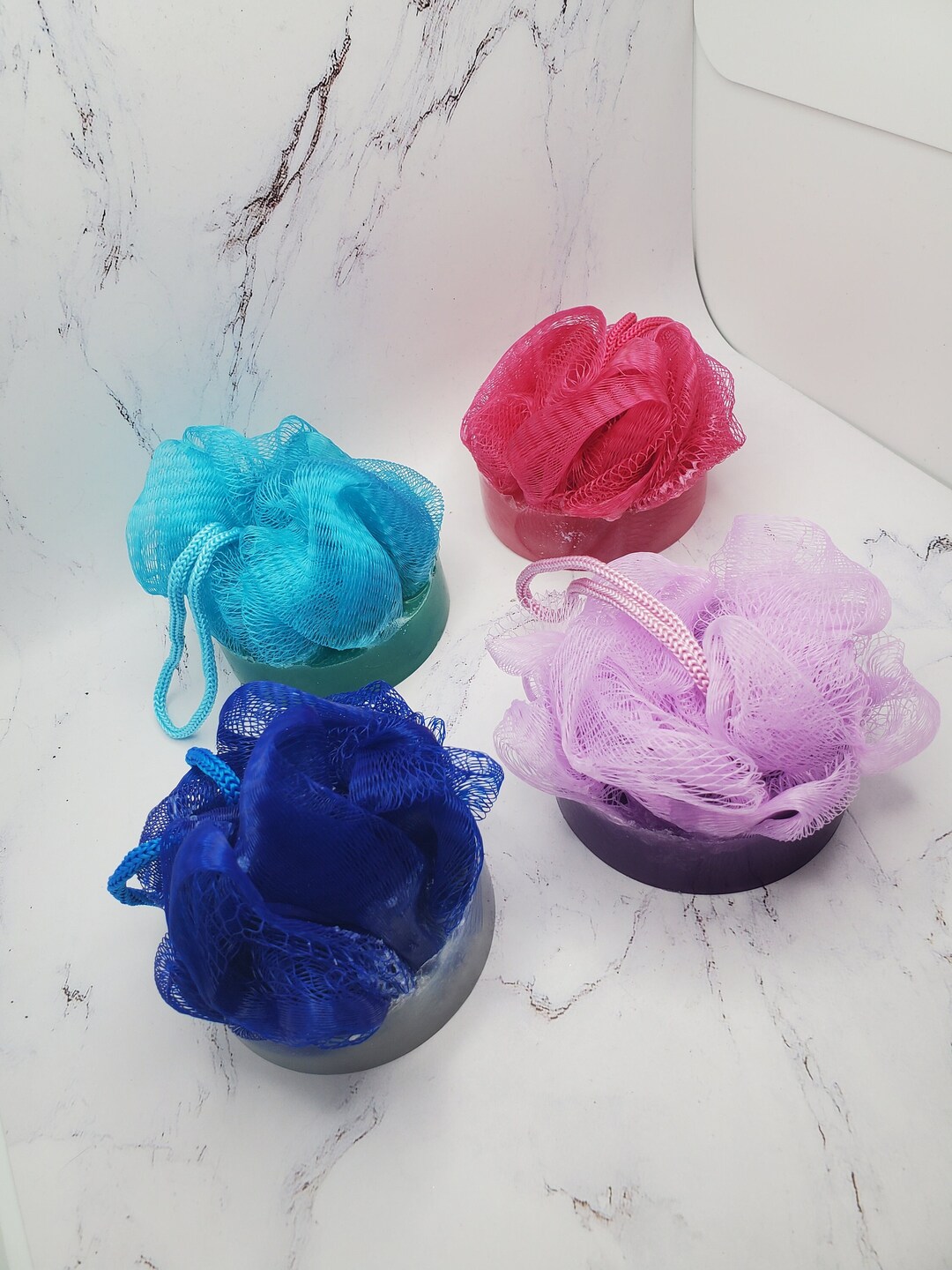 Loofah Sponge Bar Soap - Synthetic Poof/pouf in Appx. 4oz Bar Soap ...