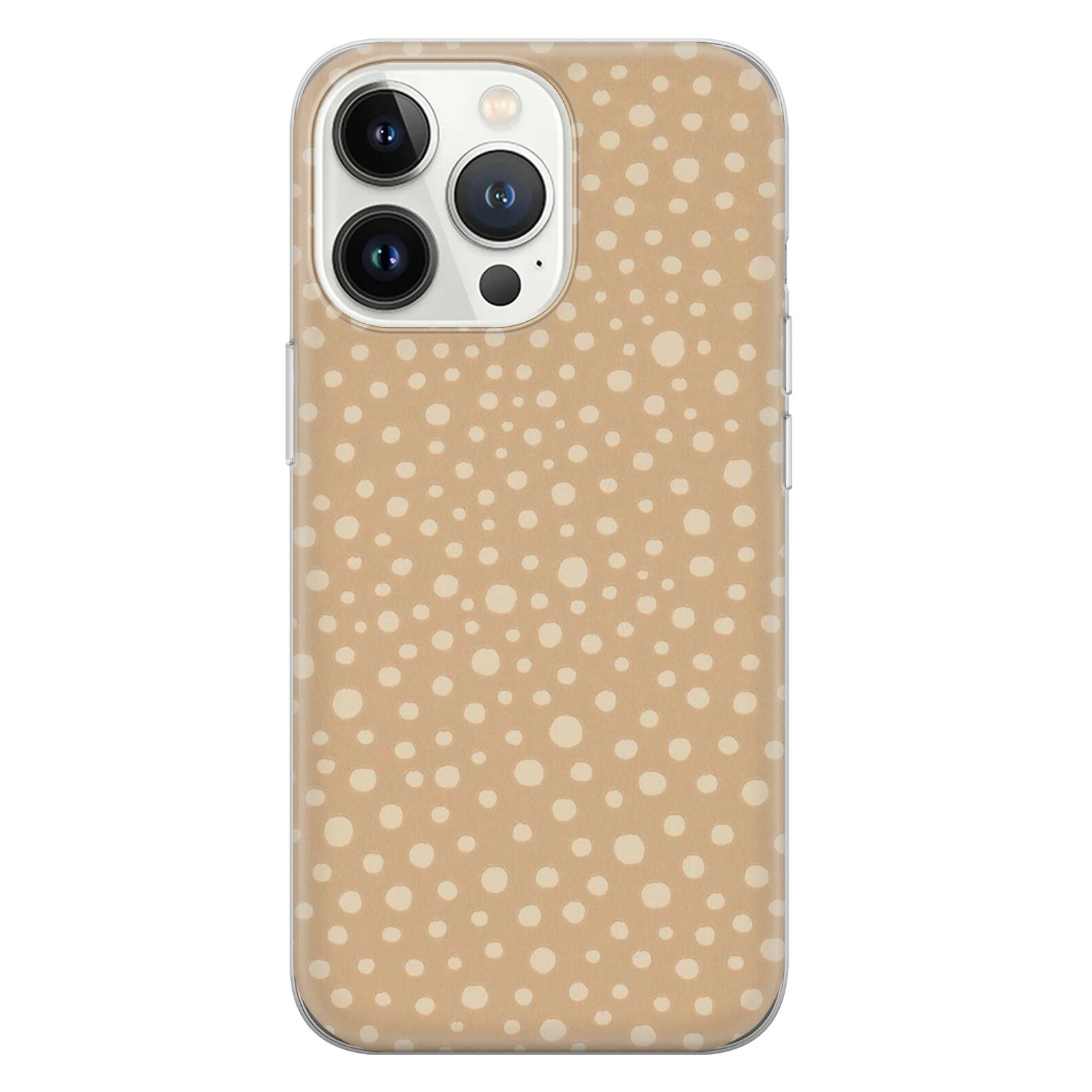 Polka Dots Phone Case Beige Spots Cover for iPhone 16 Pro, 15, 14, 13 ...