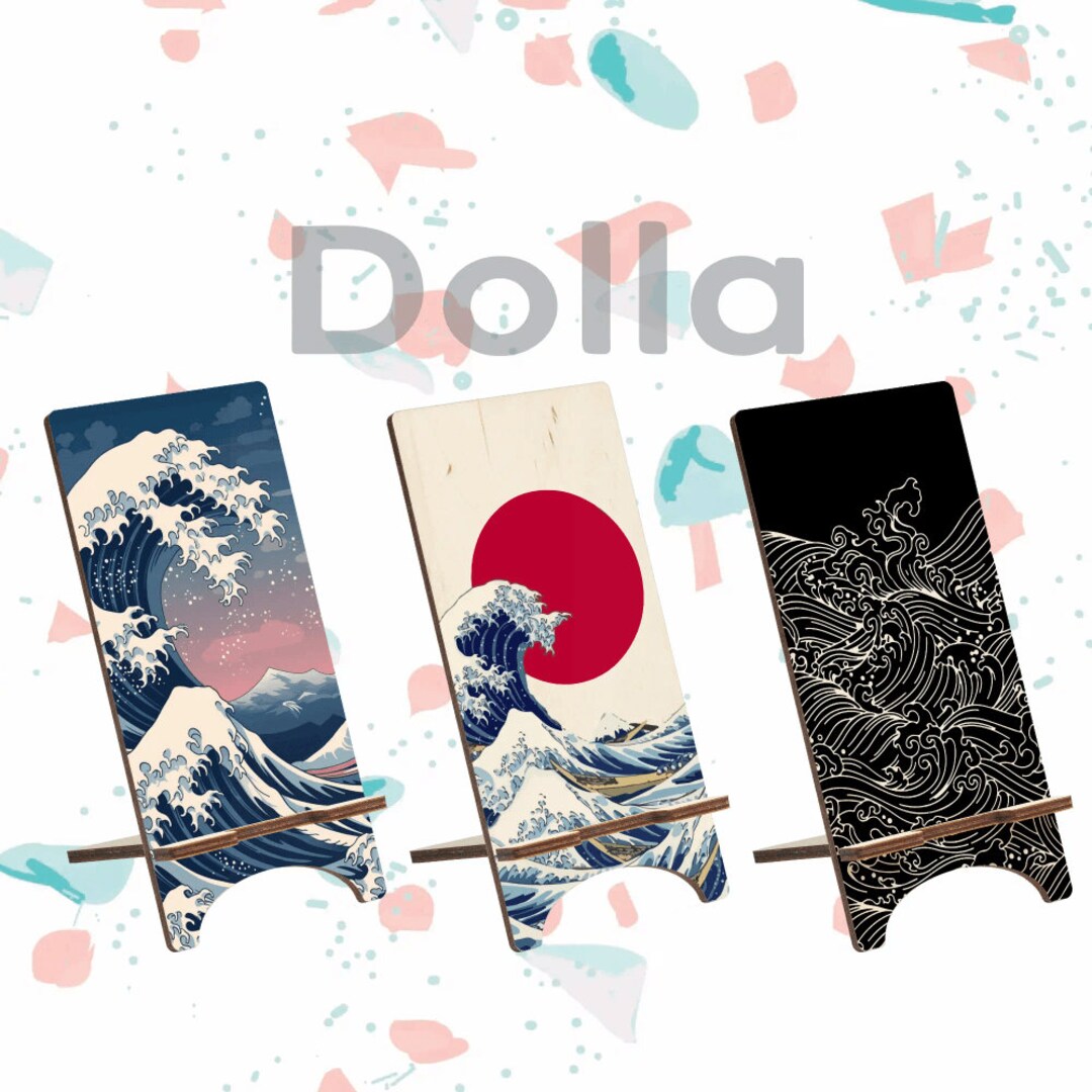 Japanese Wood Phone Stand Wave Holder for iPhone 15 14 13 12 - Etsy