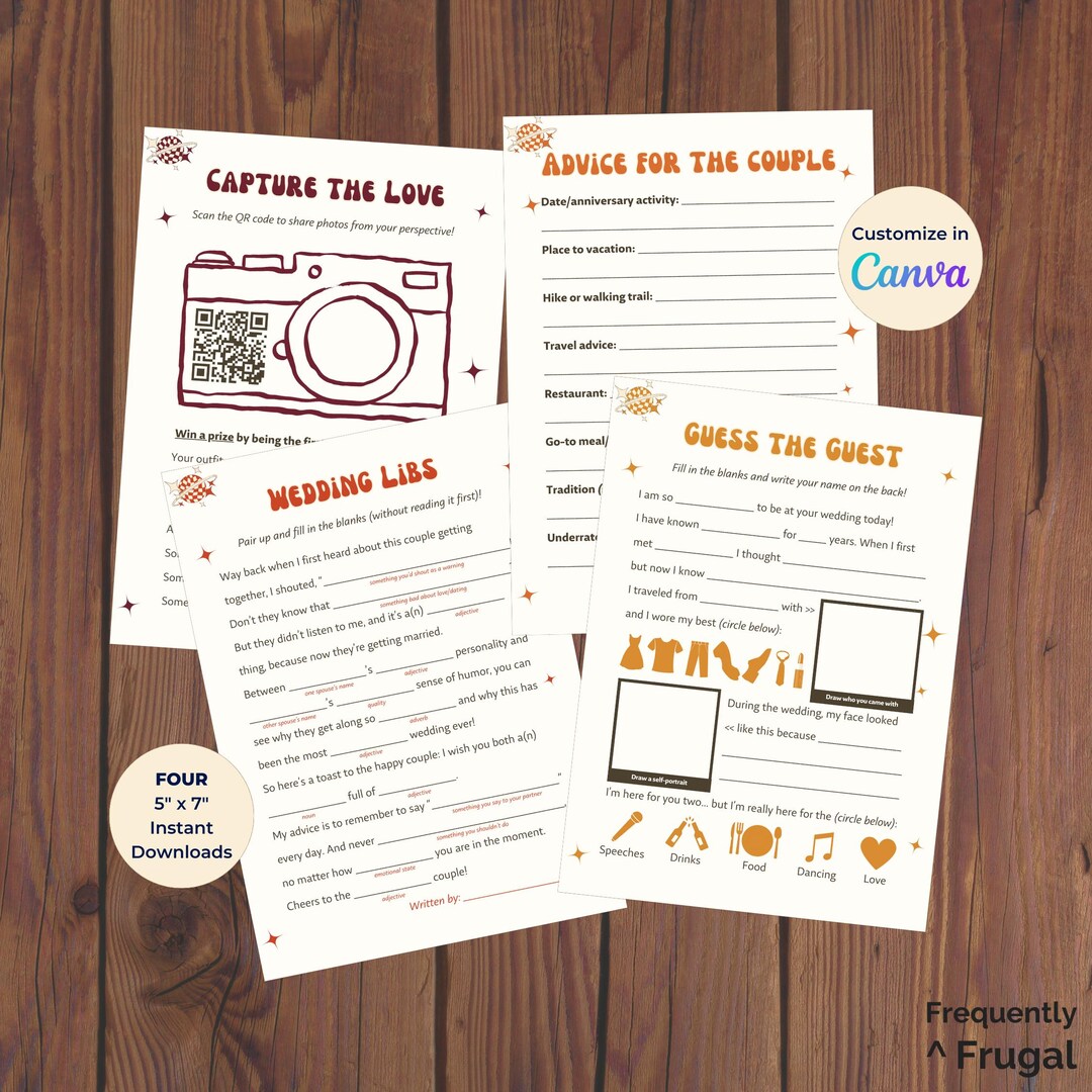 Wedding Table Games | Printable Activity Bundle | Retro Wedding Signs ...