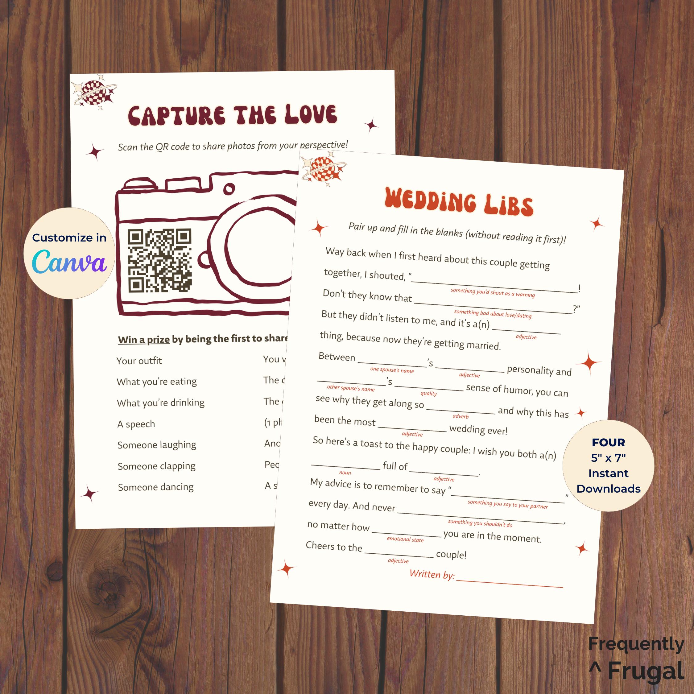 Wedding Table Games | Printable Activity Bundle | Retro Wedding Signs ...