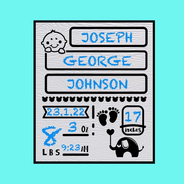 Birth Stats Svg - Etsy