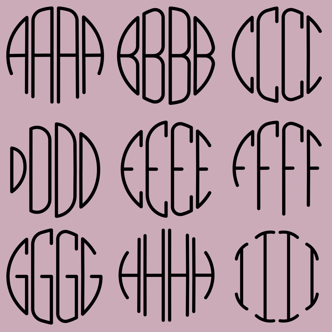 4-letter Monogram Font SVG includes Flower Wreath Circle - Etsy