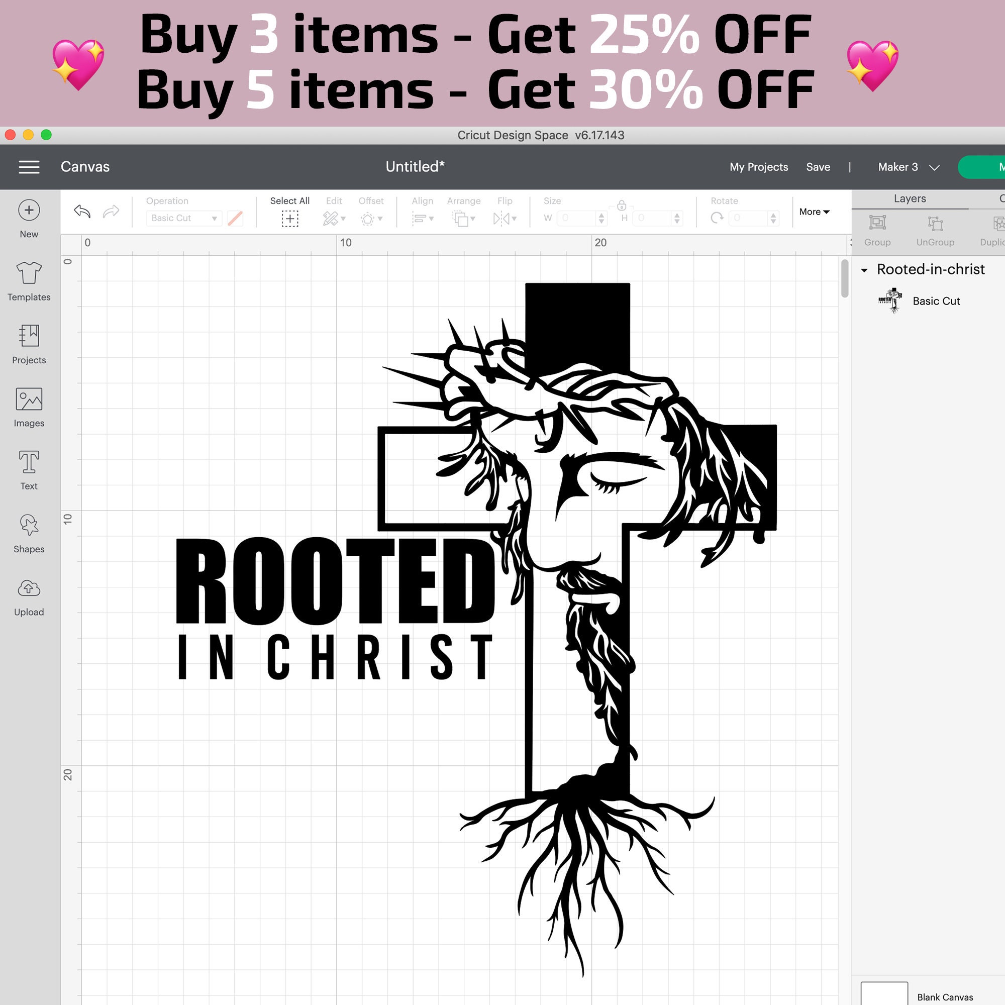 Rooted in Christ SVG Jesus Cross SVG Crucifix SVG Christian - Etsy