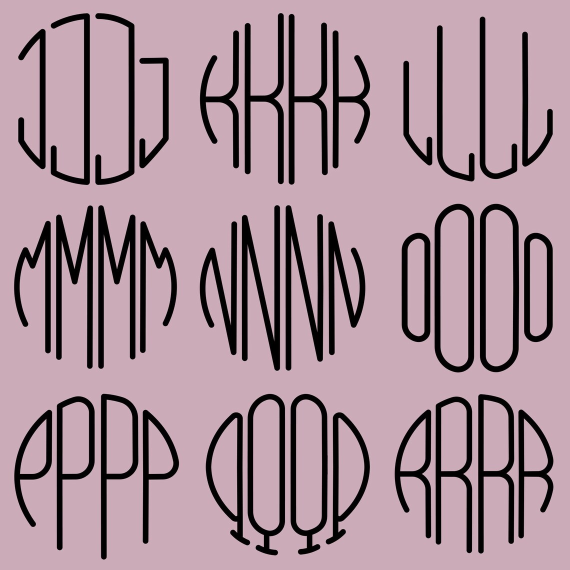 4-letter Monogram Font SVG includes Flower Wreath Circle | Etsy