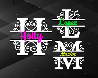 Family Monogram SVG, Split Monogram SVG, Monogram SVG Bundle, Split ...