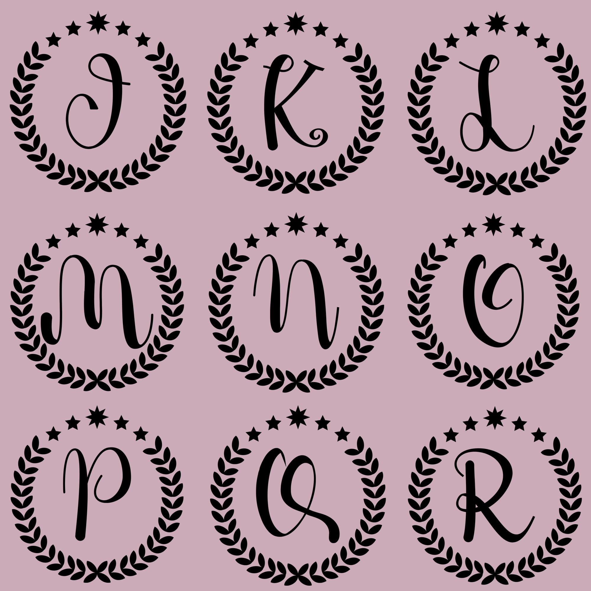 Monogram Alphabet SVG Monogram SVG Wreath Monogram SVG - Etsy