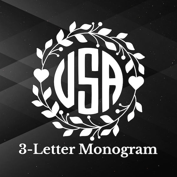 3 Letter Monogram - Etsy