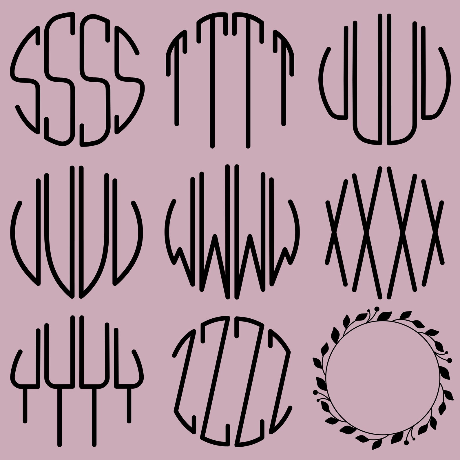 4-letter Monogram Font SVG includes Flower Wreath Circle - Etsy
