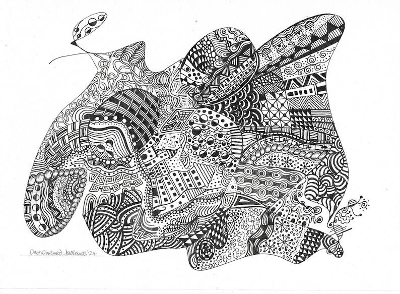 Overwhelmed. A Zen Doodle. Original Piece of Art for You to Own ...