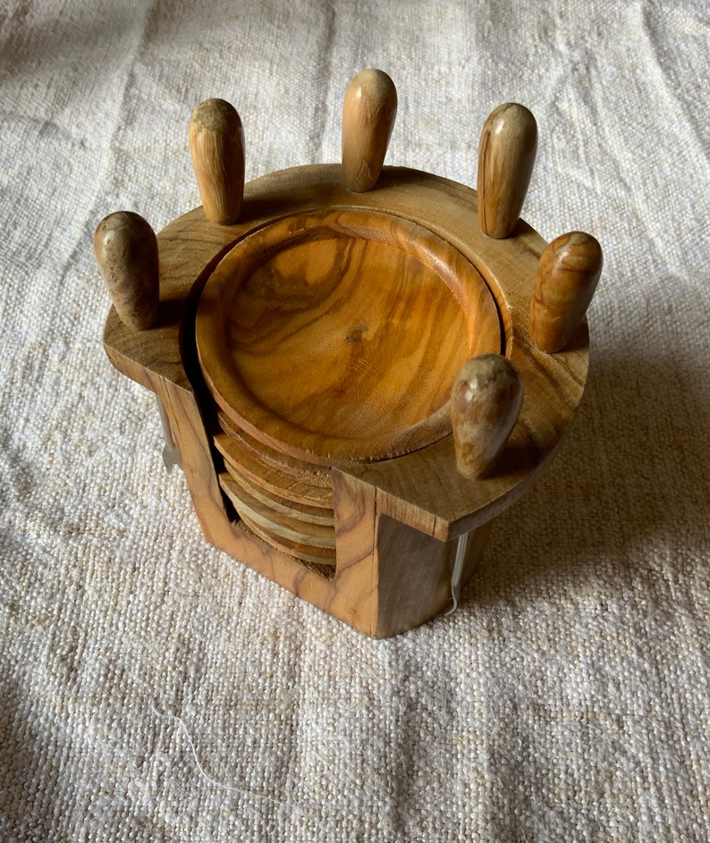 1950s Set of Wooden Cocktail Forks and Coasters Vintage - Etsy