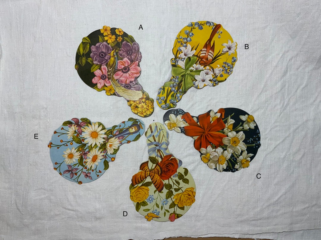 Vintage Paper Advertising Fans, Ladies Cardboard Paddle, Spanish ...