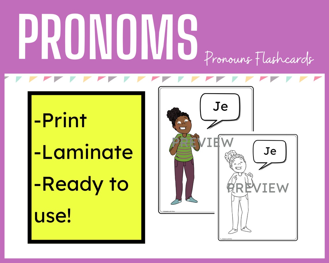 French Flashcards Les Pronoms - Etsy Canada