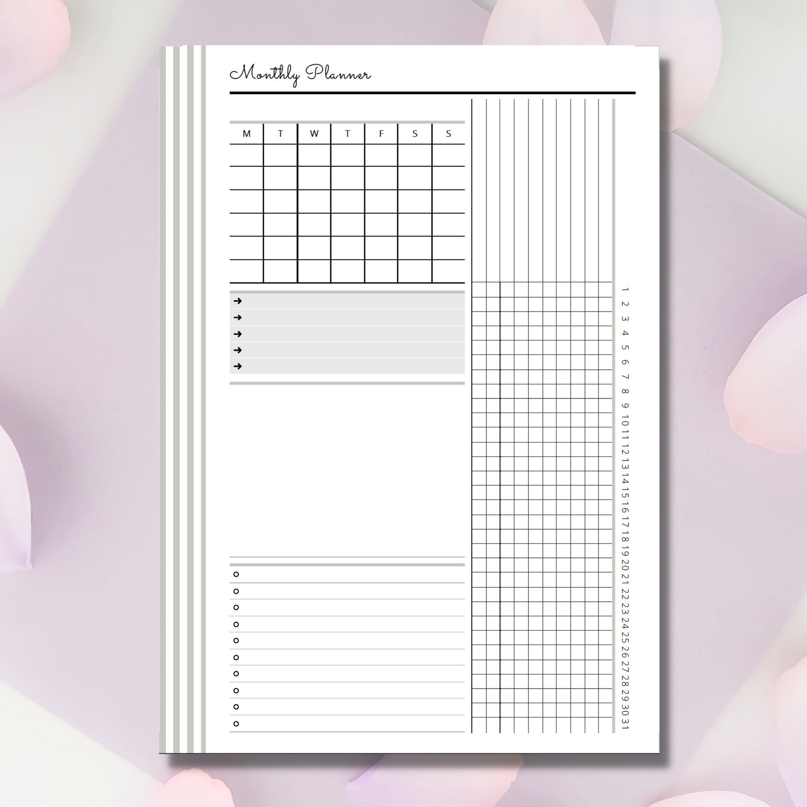 PRINTABLE Mini Happy Planner Size Monthly Planner Pages Minimal Black ...