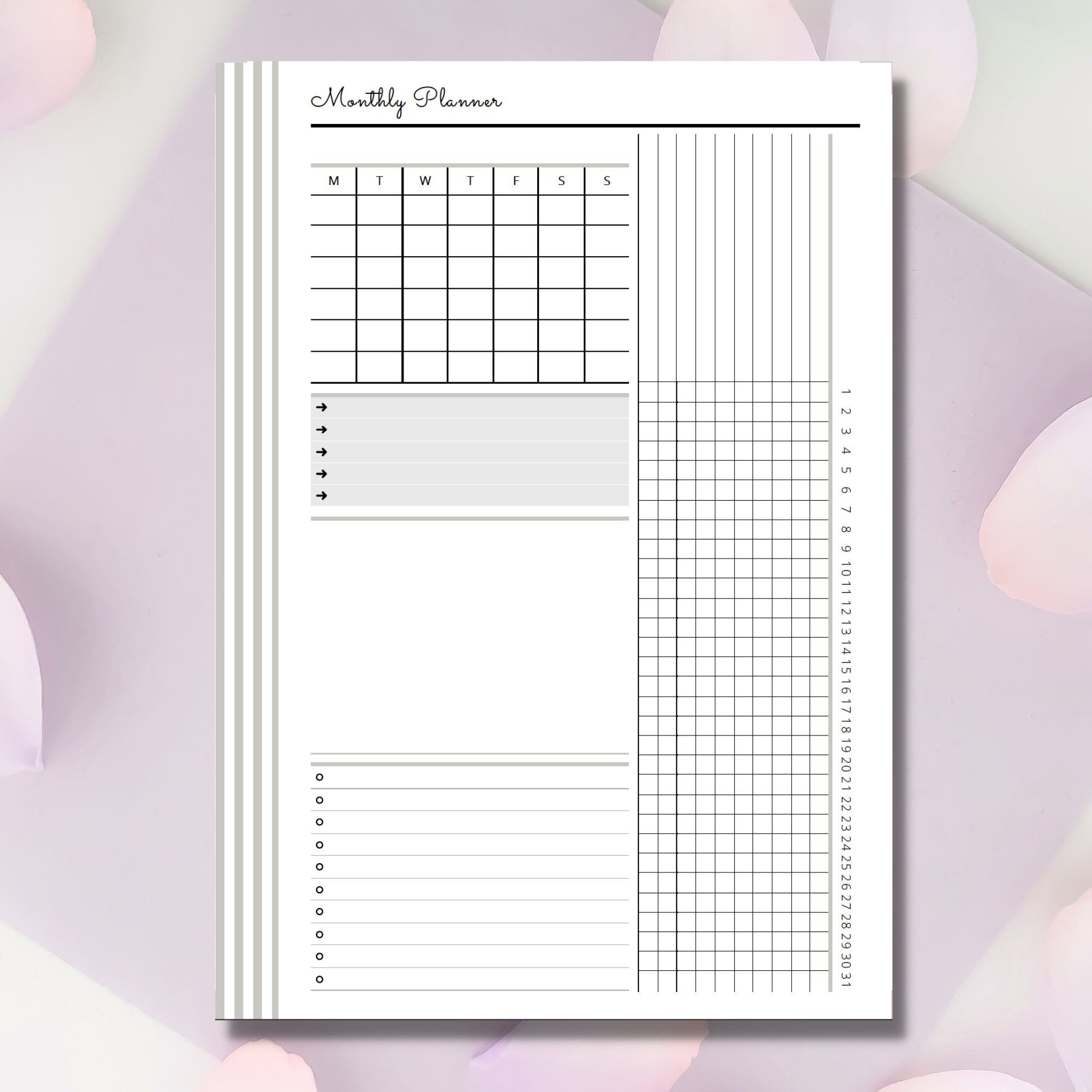 PRINTABLE Mini Happy Planner Size Monthly Planner Pages Minimal Black ...