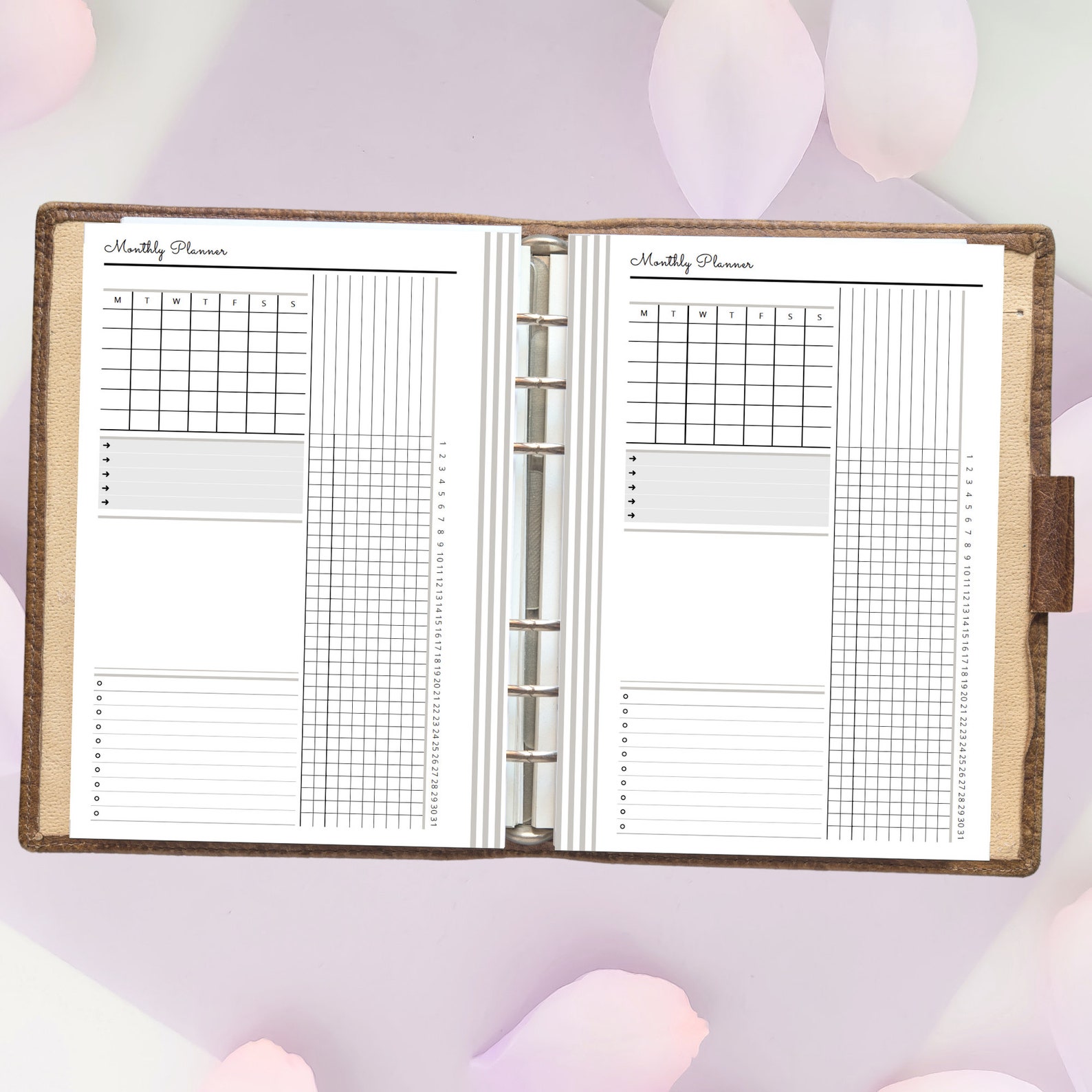PRINTABLE Mini Happy Planner Size Monthly Planner Pages Minimal Black ...
