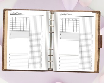 PRINTABLE Mini Happy Planner Size Monthly Planner Pages Minimal Black ...