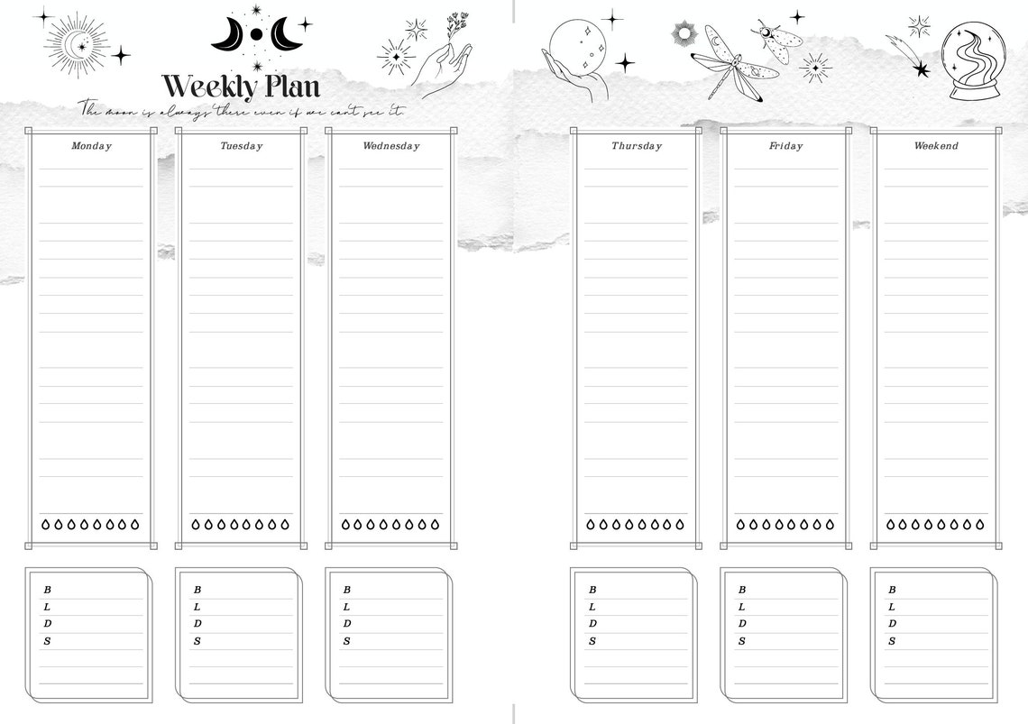 PRINTABLE Undated Weekly Schedule Classic Happy Planner - Witchy ...