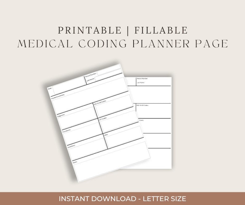 Medical Coding Planner Page - Etsy