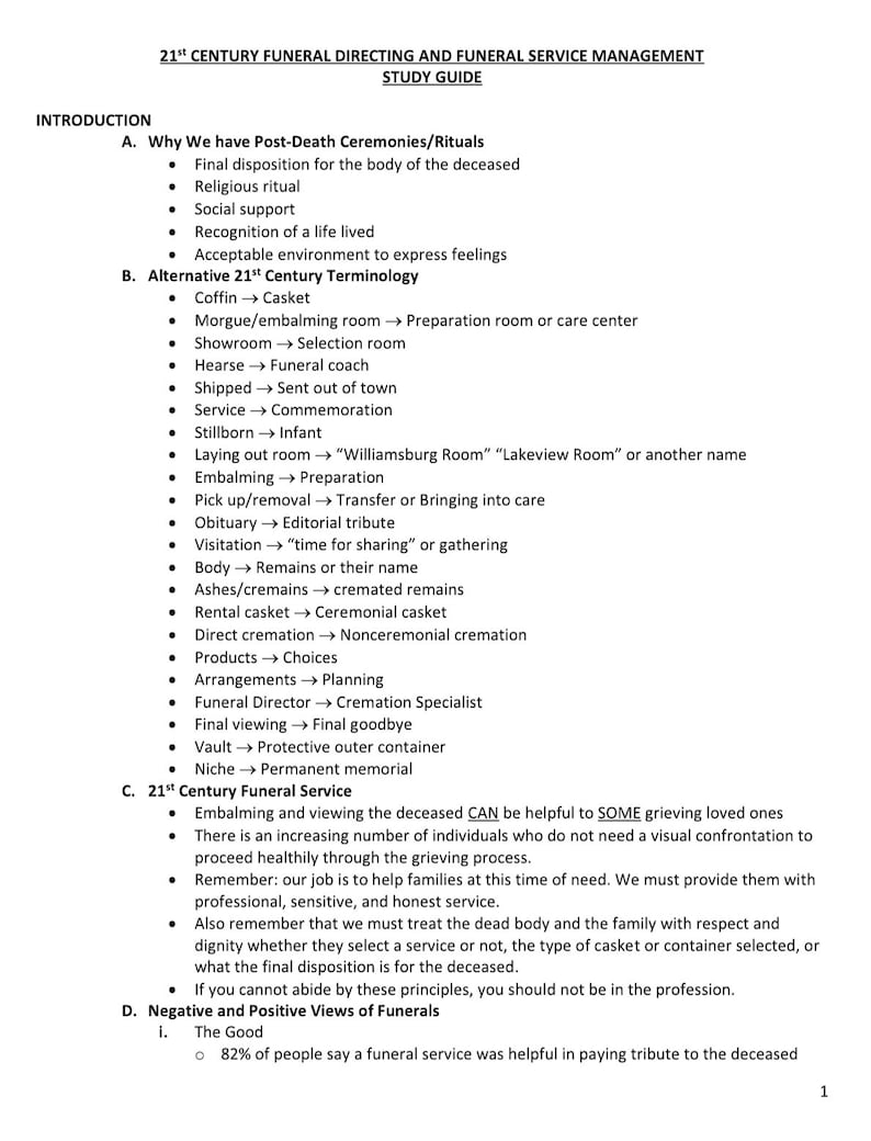 Study Guide | 21st Century Funeral Directing and Funeral Service ...