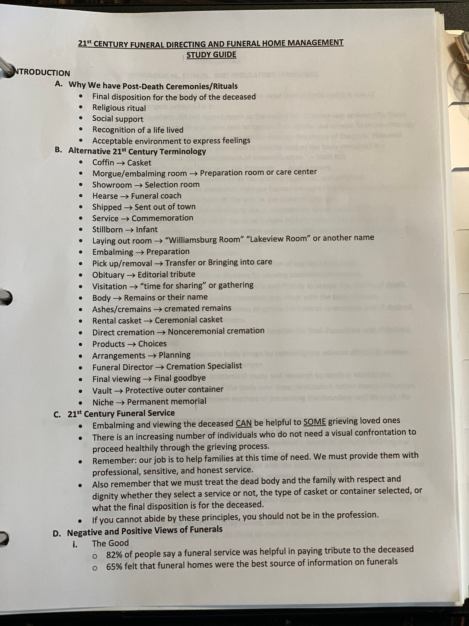 Study Guide 21st Century Funeral Directing and Funeral - Etsy