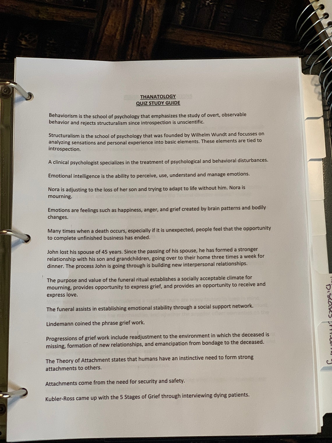 Study Guide | Thanatology | Funeral Service Psychology and Counseling ...