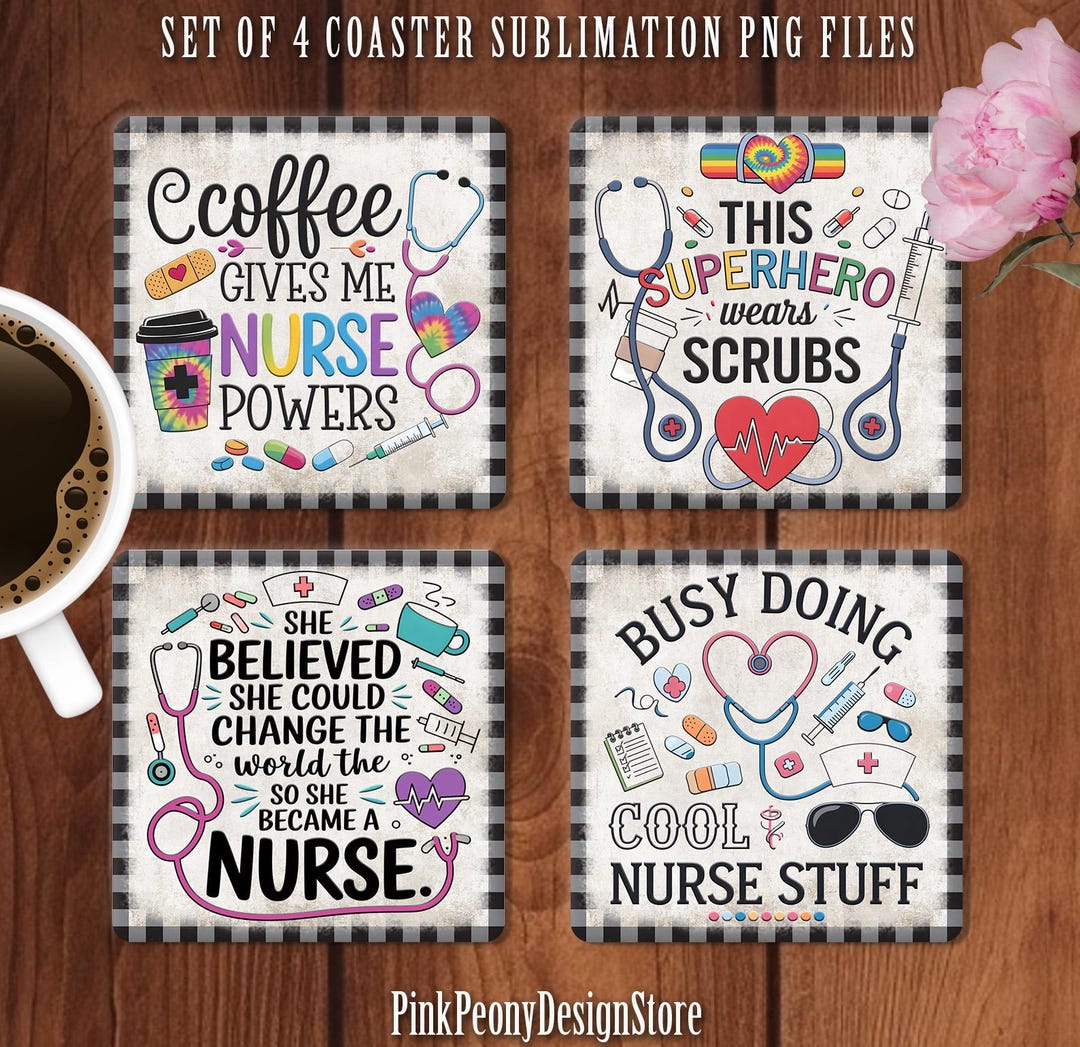 Nurse Square Coaster Sublimation Design, Inspirational Quotes for ...