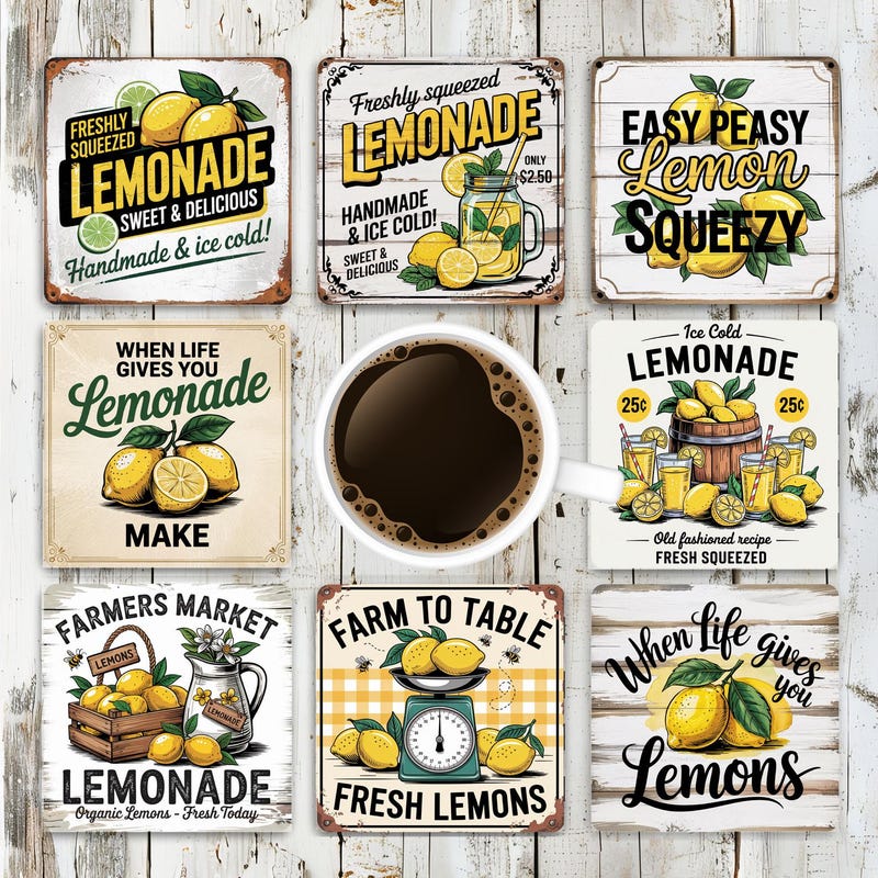 Lemon Coasters - Etsy