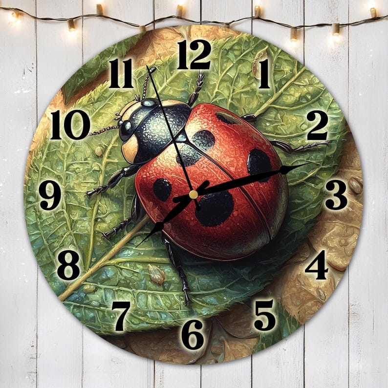 Ladybug Clock Sublimation Design, Ladybug Clock Face PNG, Ladybug Wall ...