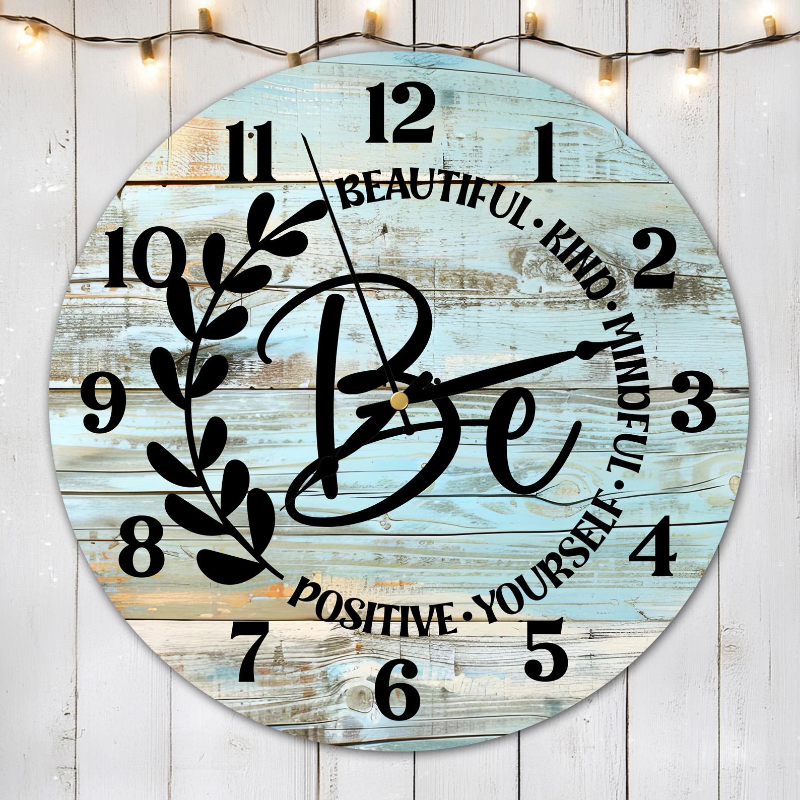 Be Positive Clock Sublimation Design, Motivation Clock Face PNG File ...