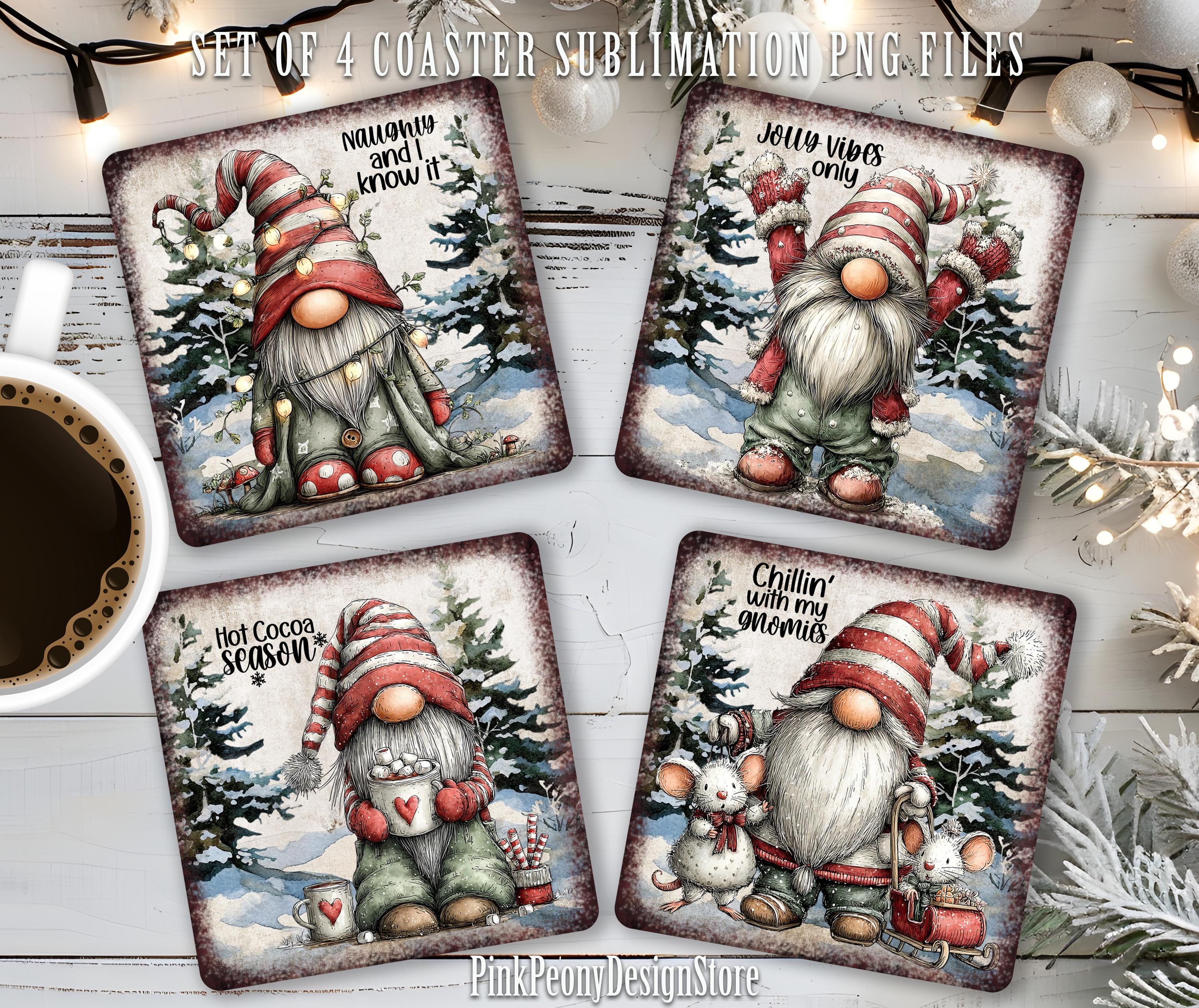Whimsical Gnome Square Coaster Sublimation Design, Christmas Humor ...
