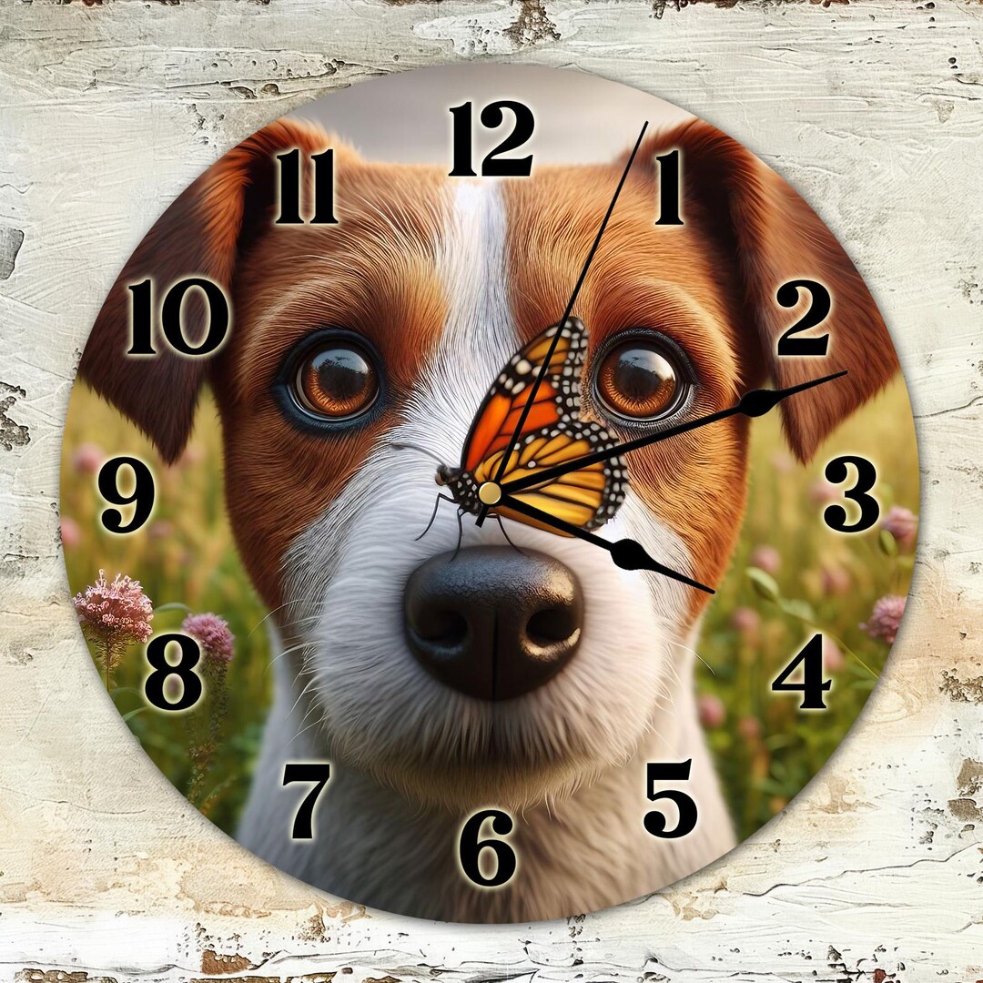 Jack Russell Clock Sublimation Design, Dog Clock Face PNG, Jack Russell ...