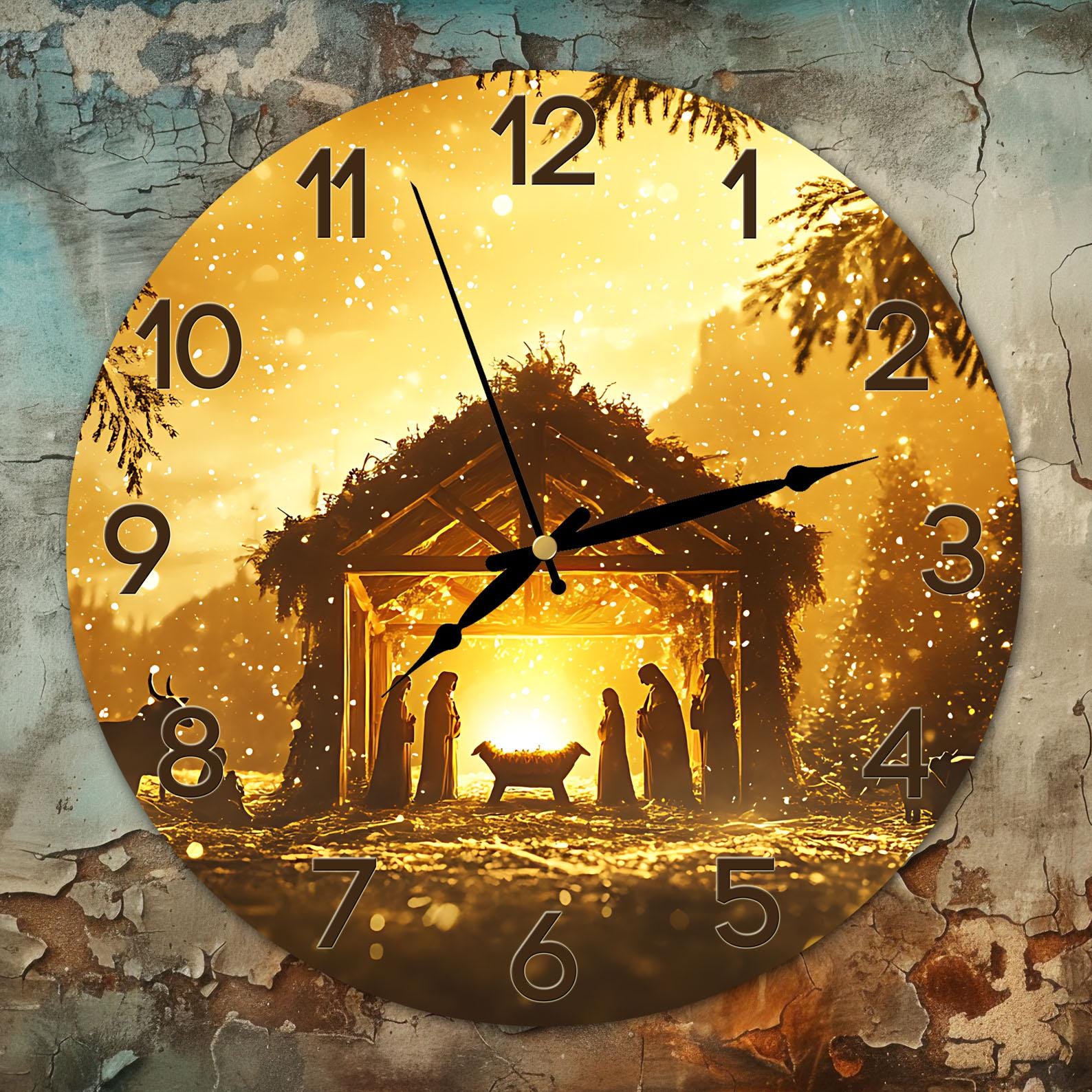 Nativity Clock Sublimation Design, Religious Clock Face PNG, Nativity Wall Decor Digital ...