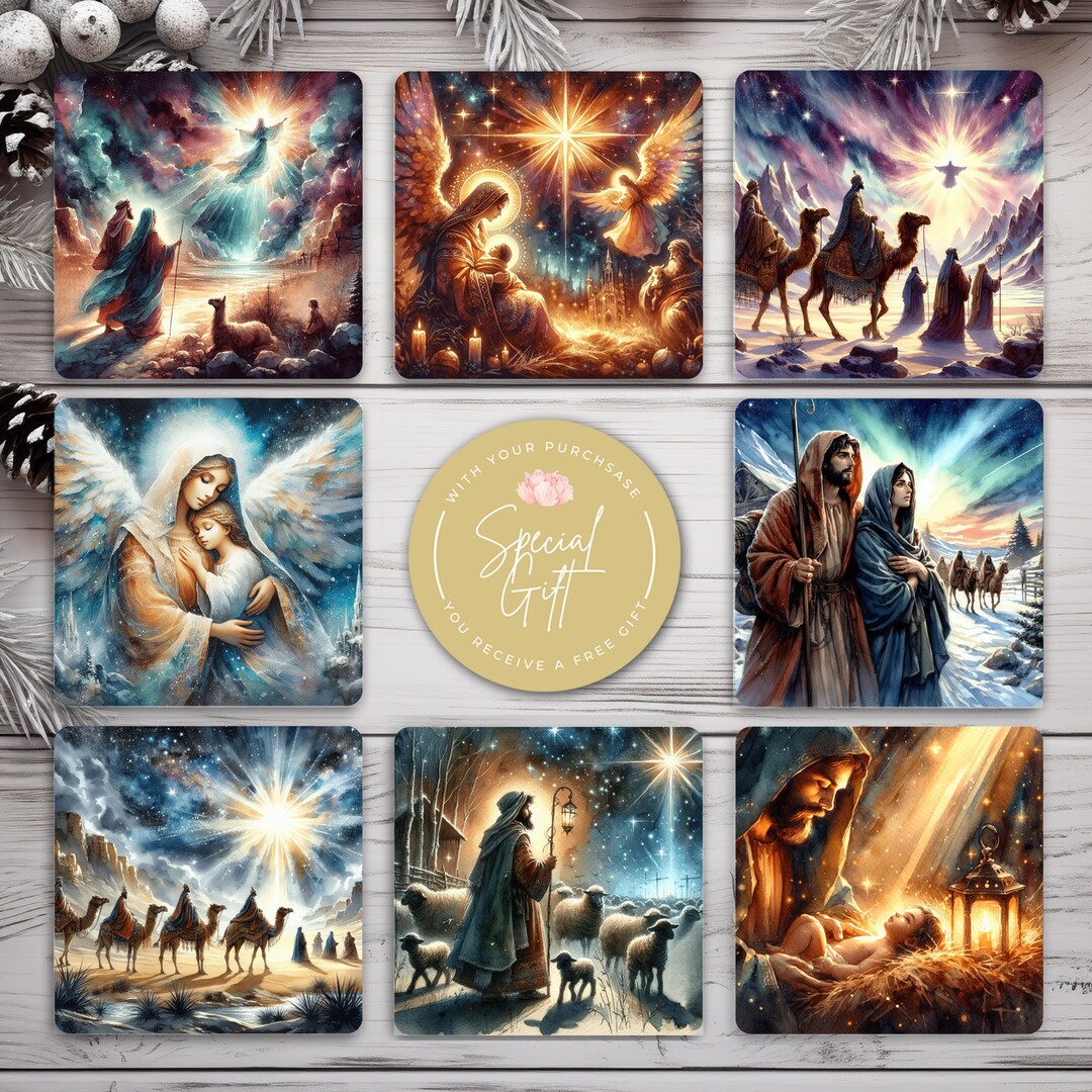 Christmas Nativity Square Coaster Sublimation Designs, Coaster 4x4, PNG ...