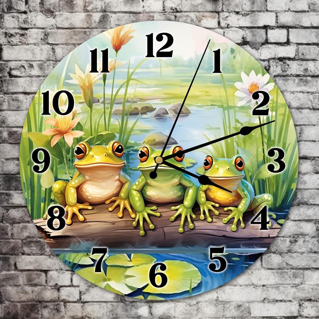 Frogs Clock Sublimation Design, Cute Frog Family Clock Face PNG, Cute ...