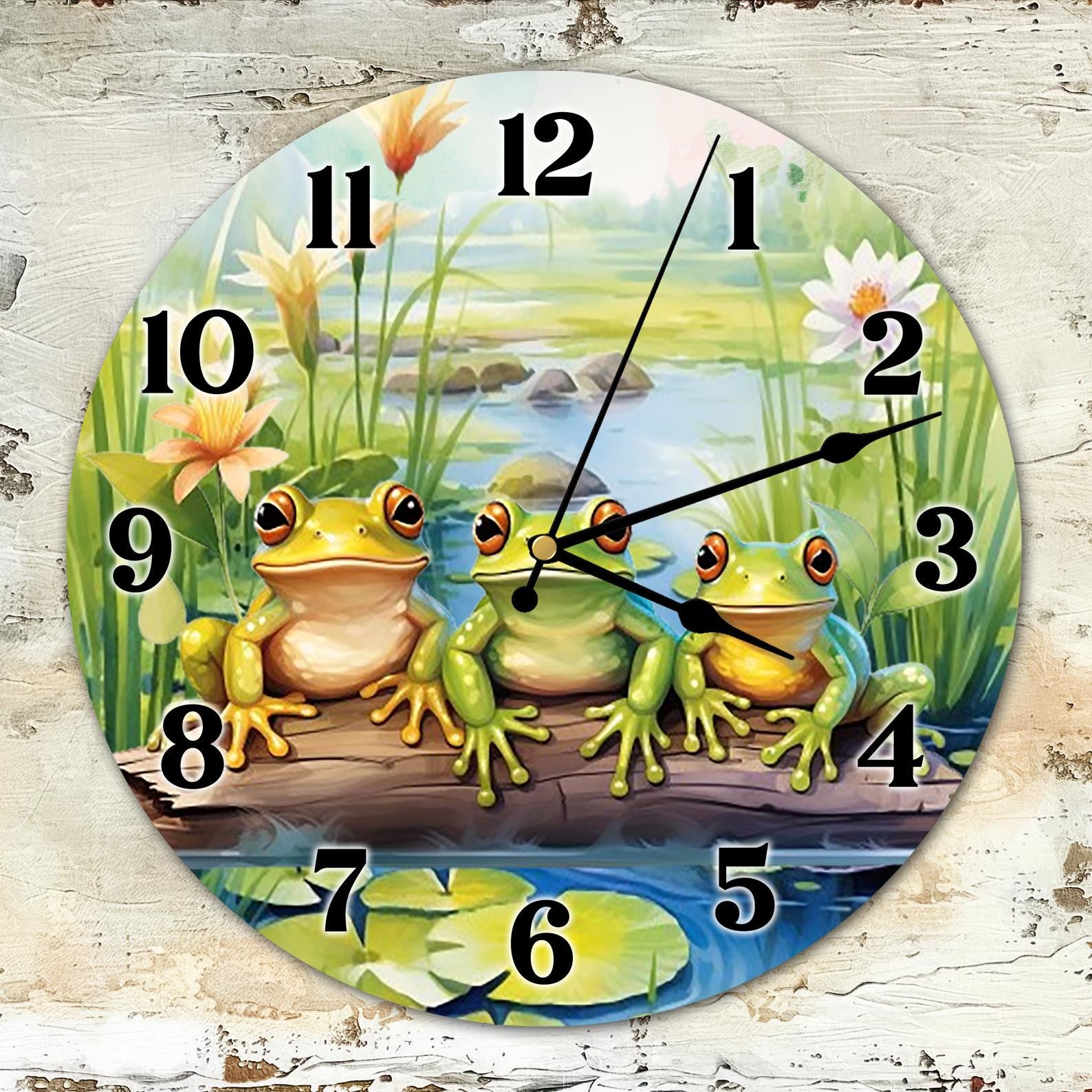 Frogs Clock Sublimation Design, Cute Frog Family Clock Face PNG, Cute ...