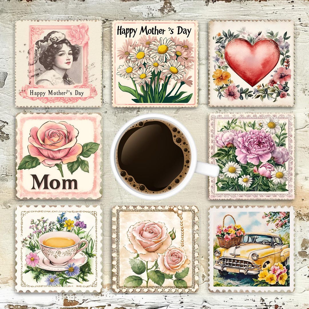 Mother's Day Square Coaster Sublimation Design, Mother's Day Coaster ...