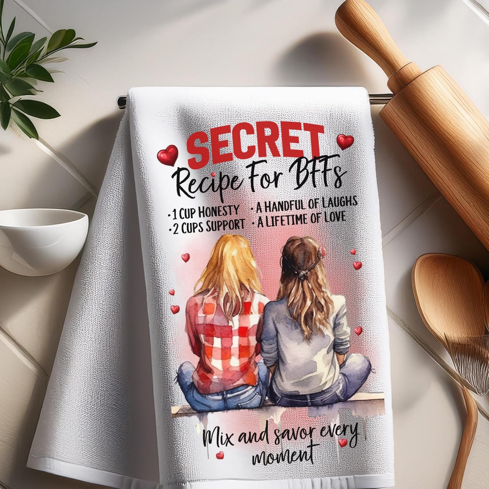 Secret Recipe for Friendship Kitchen Towel Sublimation Design, Best ...