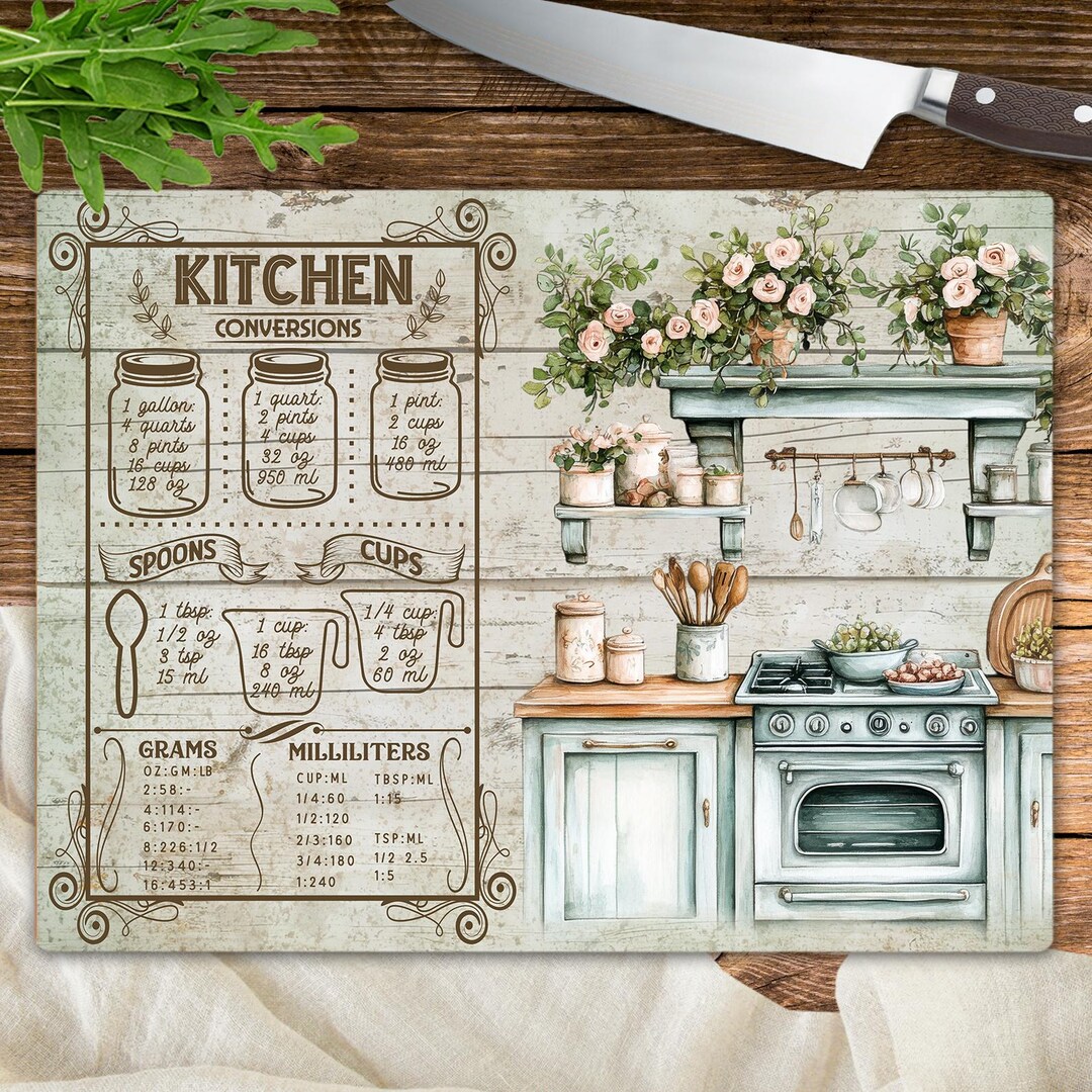 Conversion Chart Cutting Board Sublimation Design, Floral Chopping ...