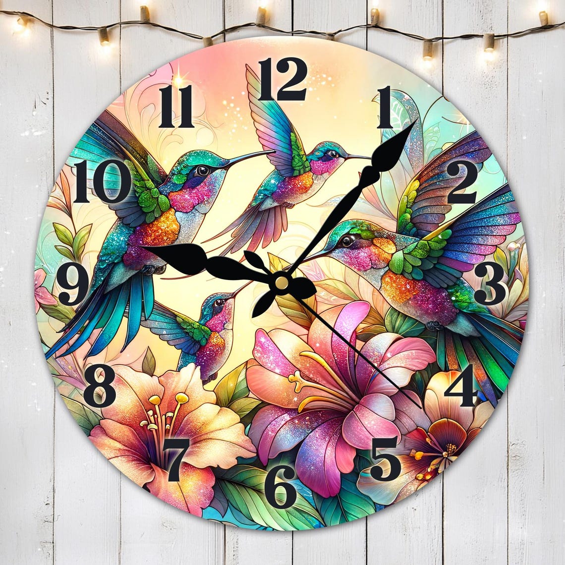 Hummingbirds Clock Sublimation Design, Hummingbirds Clock Face PNG ...