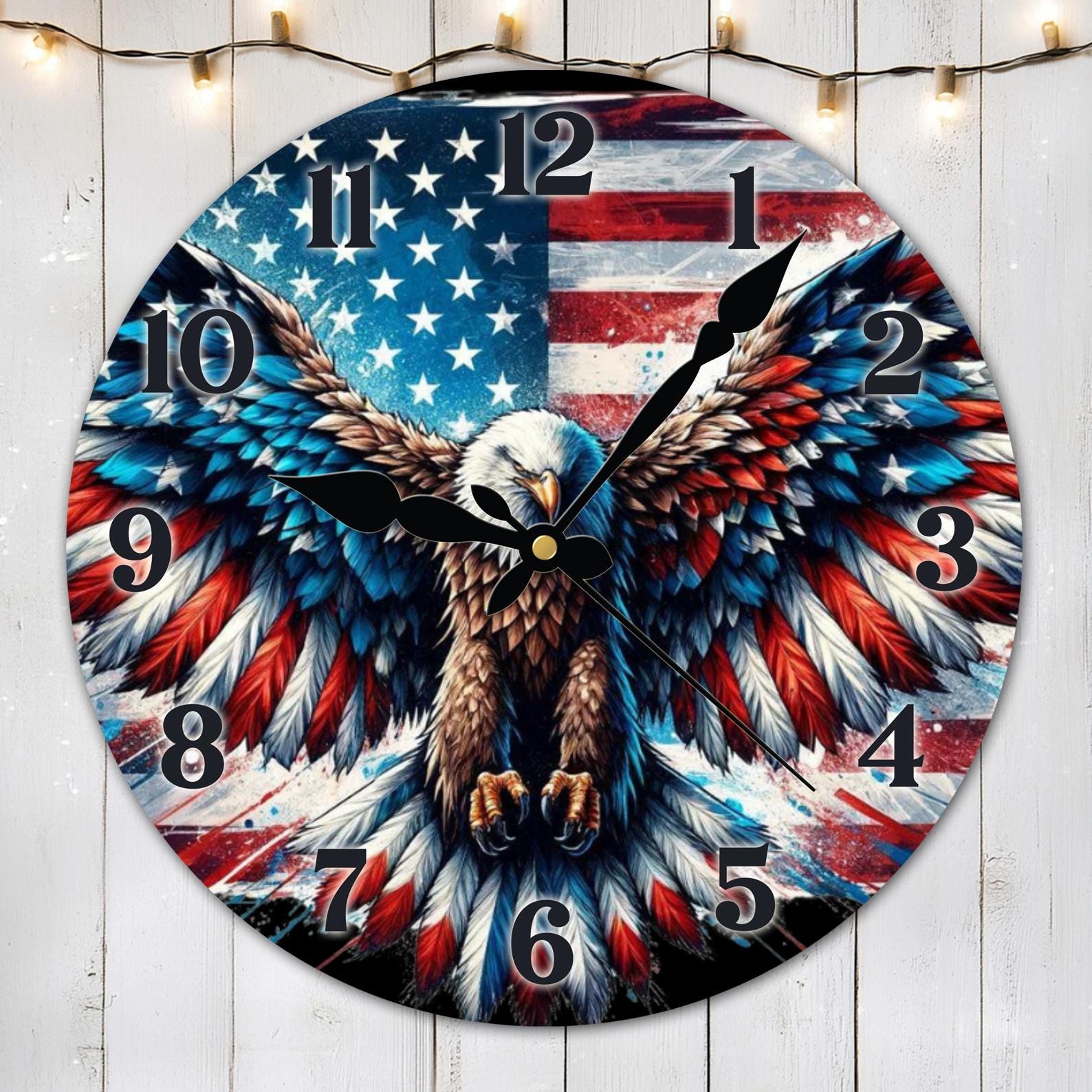 Patriotic Eagle Clock Sublimation Design, American Eagle Clock Face PNG ...