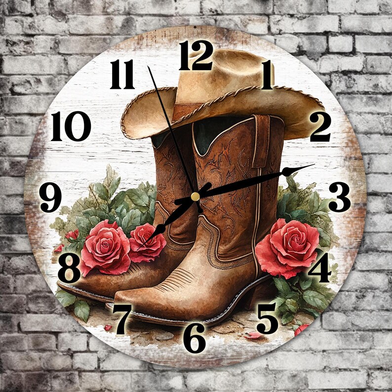 Cowboy Boots Clock Sublimation Design, Western Boots Clock Face PNG ...