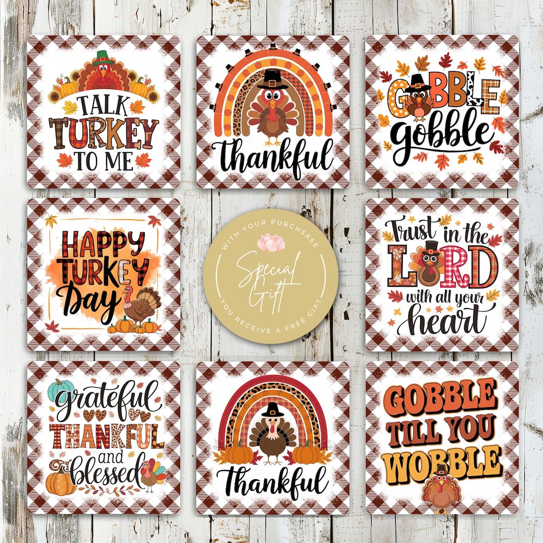 Thanksgiving Square Coaster Sublimation Design, Be Thankful Coaster 4x4 ...