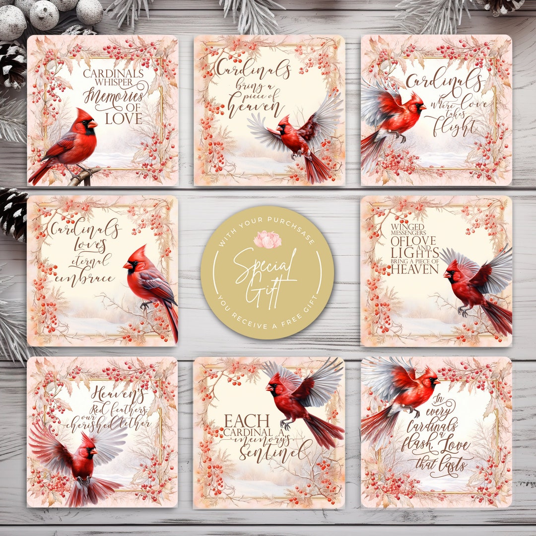 Christmas Cardinal Square Coaster Sublimation Designs, Coaster 4x4, PNG ...