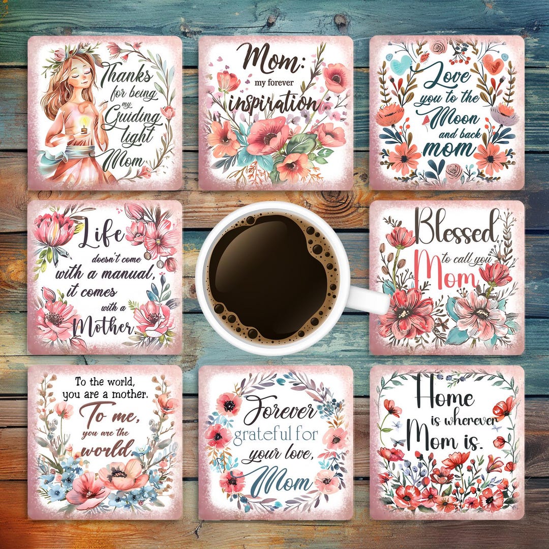 Mother's Day Square Coaster Sublimation Design, Mother's Day Coaster ...